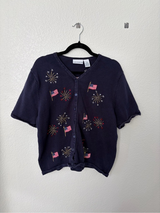 croft & barrow | Sweaters | Embroidered Navy Womens Buttonup Top With ...